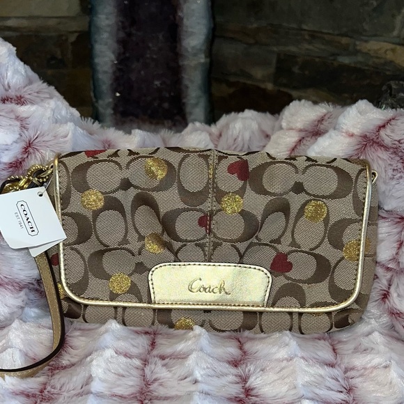Coach | Bags | Coach Secret Admirer Hearts Large Flap Wristlet Clutch ...